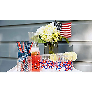 Fun Express Patriotic Red White and Blue Confetti Plastic Tumbler (set of 6)