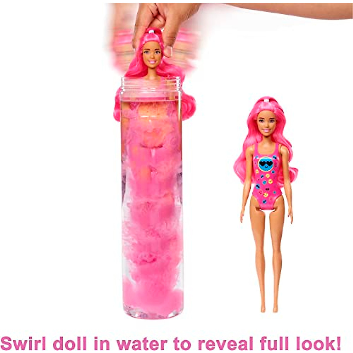 Barbie Color Reveal Doll & Accessories For 3 years and up Neon Tie-Dye Series, 7 Surprises, 1 Barbie Doll (Styles May Vary)