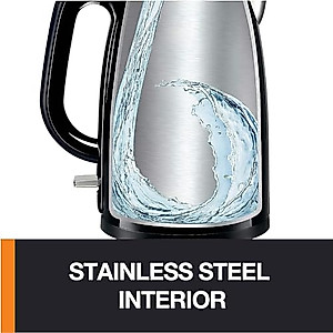 Krups, Electric Kettle, Cool Touch Stainless Steel Interior 1.5 Liter 1500 Watts Fast Boiling, one cup in 80 seconds, Double Wall, Fast Boiling, Auto Off, Keep Warm, Cordless Black