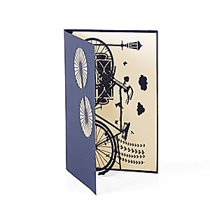 Paper Spiritz Retro Bicycle Pop up Cards Birthday, 3D Mother's Day Cards, Anniversary Thank You Wedding Greeting Card for Husband Father Brother, with Envelopes All Occasions