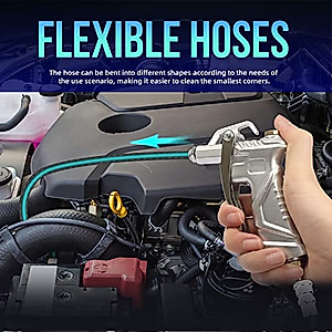 Air Gun for Compressor, Air Blow Gun with Brass Adjustable Air Nozzle, Air Tools, Air Compressor Accessories with Air Nozzle Hose, Industrial Pneumatic Tools (Silver Air Gun + 4 Air Nozzle)