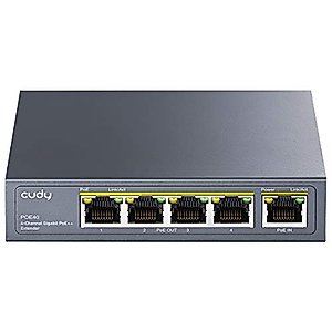Cudy 4 Channel Gigabit PoE Extender, 1000 Mbps, 1 PoE Input, 4 PoE Output, PoE Repeater, PoE+ Amplifier, PoE++ Booster, Wall Mounting, IEEE 802.3bt / 802.3at / 802.3af Compliance