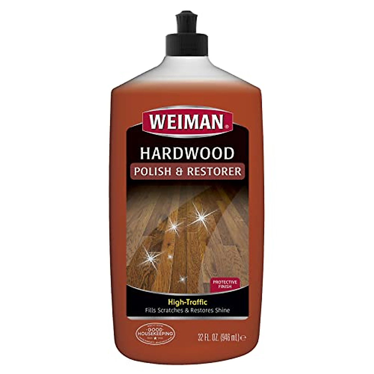 Weiman High-Traffic Hardwood Floor Polish and Restorer - Natural Shine, Removes Scratches, Leaves Protective Layer 32 fl. oz