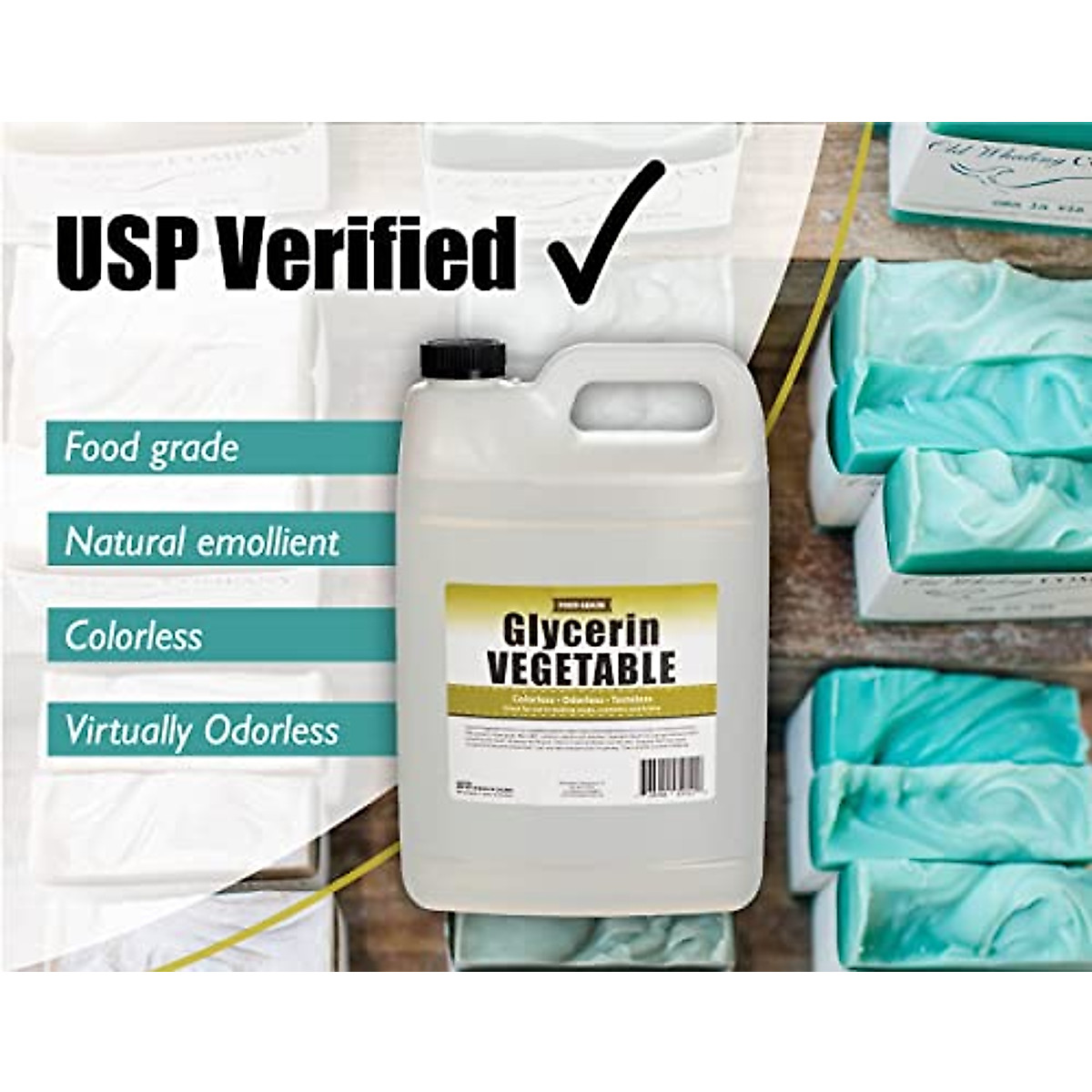 Vegetable Glycerin - 1 Gallon - All Natural, USP Grade - Premium Quality Liquid Glycerin, Excellent Emollient Qualities, Amazing Skin and Hair Benefits, DIY beauty products