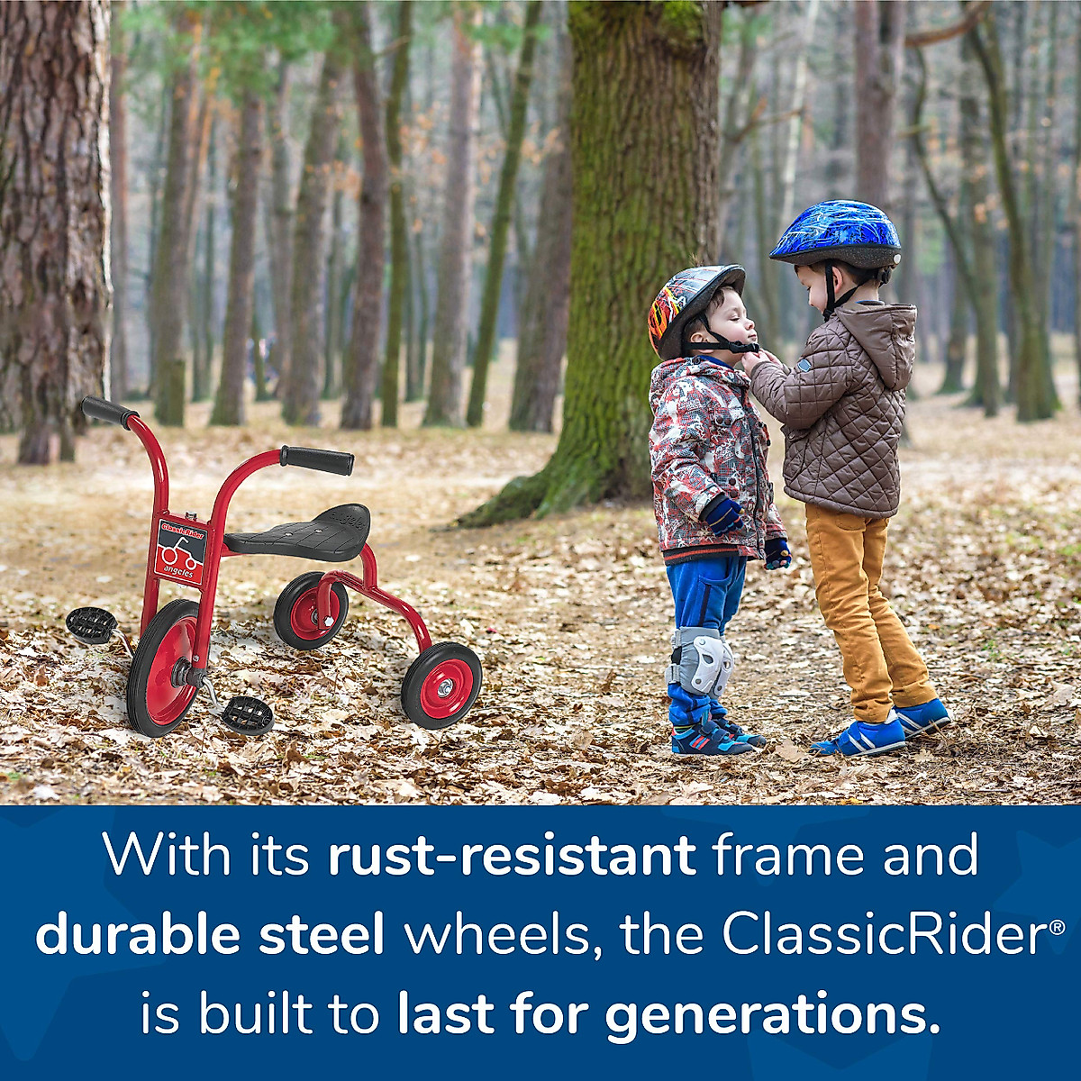 Children’s Factory ClassicRider 10” Pedal Pusher Tricycle for Kids Ages 3+, Toddler Trike for Beginner Riders, Red/ Black