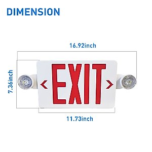 Exit Sign with LED Emergency Lights, Double Face Emergency Light Combo, 90min Long Backup Battery, Emergency Sign Exit Light, ABS Fire Safety (UL Listed 120-277V) (UL 94V-0) (2pack)