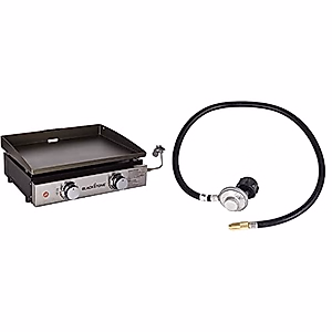 BlackstoneBlackstone Tabletop Griddle, Black, 22 inch & Propane Adapter Hose & Regulator for 20 lb Tank, Gas Grill & Griddle - Extends Up To 3 Feet - 5471Blackstone
