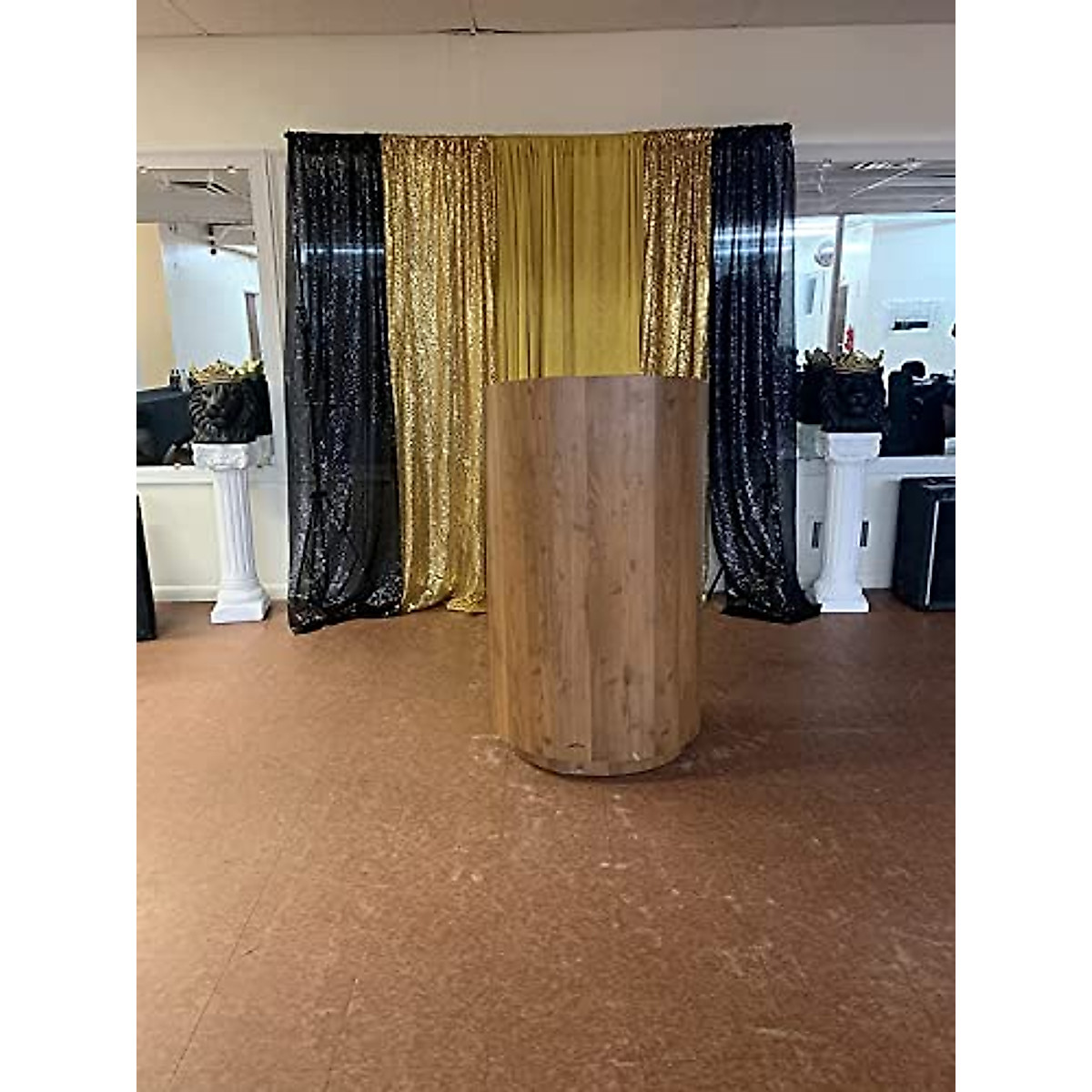 WISPET Black Sequin Backdrop Curtains 2 Panels 2FTx8FT Glitter Drapes Backdrop Sparkle Curtains Photo Backdrop for Halloween Wedding Birthday Bridal Party Decor