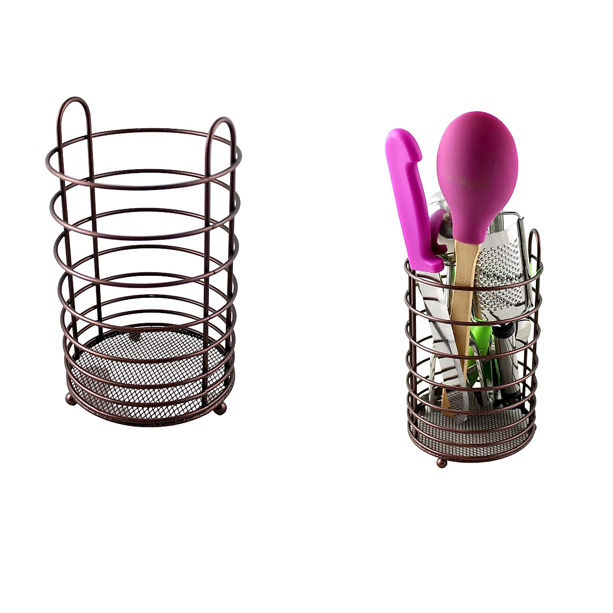 Dependable Industries inc. Essentials Kitchen Cutlery Holder Utensil Caddy Mesh Bottom (Bronze)