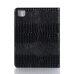 iPad Air-6 (13'') Case, iPad Pro-3 4 5 6 (12.9'') Case for Women, DMaos Crocodile Synthetic Leather Stand Folio Smart Cover with Pen Holder, Auto Sleep/Wake - Black