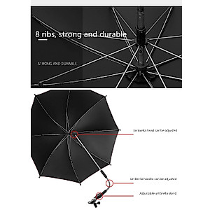 Upwsma Portable folding sun umbrella, beach umbrella with universal clamp, SPF 50+ adjustable umbrella for strollers, beach chairs, wheelchairs (Large- Blue)