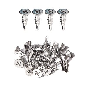 IMScrews 50pcs #8 x 3/4" Stainless Flat Head Phillips Self Drilling Screws, 410 Stainless Steel Full Thread Sheet Metal Tek Wood to Metal Screws