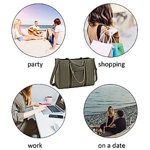 Laptop Tote Bag for Women Work 15.6 inch Canvas Shoulder Bags Computer Messenger Purse Teacher Handbag Office Briefcase