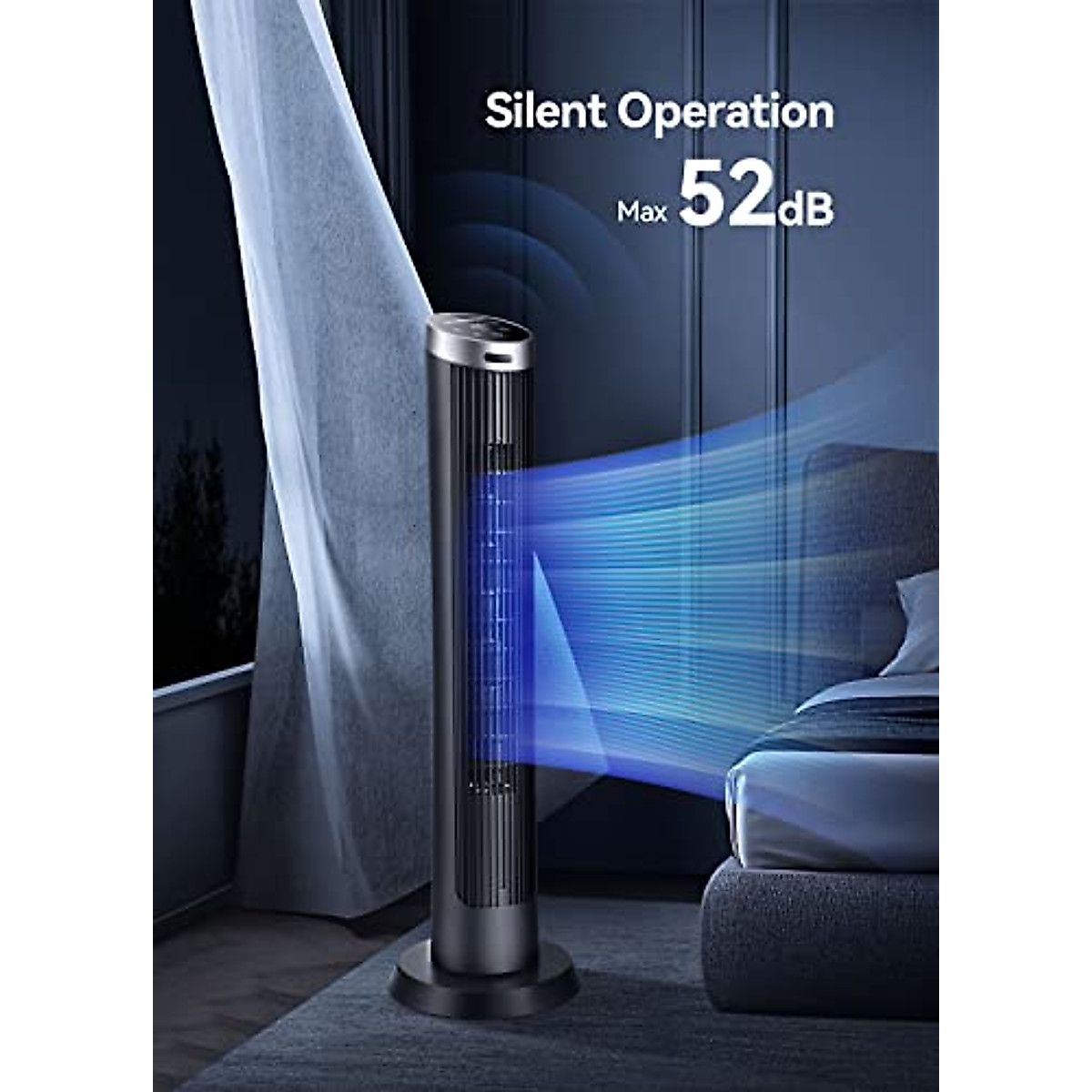 OmniBreeze Digital Electric Tower Fan, with Remote Control, LED Display, Standing Bladeless Floor Fans Cooling and Quite Indoor Living Room Bedroom use (36 Inch)…