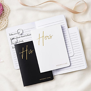 URSUNSHINE Vow Books His and Hers - Wedding Vow Books with Gold Foil Lettering, 5.5" X 4", Plenty Space to Write for Your Vows, Perfect Essentials for Your Wedding Day/Aniversaries - Black & White