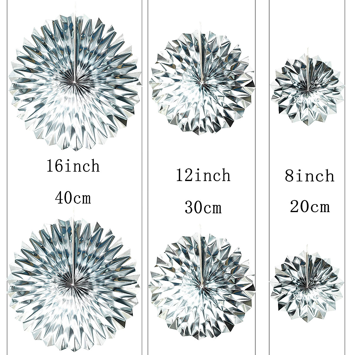 Black Silver Party Hanging Paper Fans Decorations - Wedding Retirement Graduation Birthday Party Engagement Bridal Shower Party Ceiling Hangings Photo Booth Backdrops Decorations, 12pc