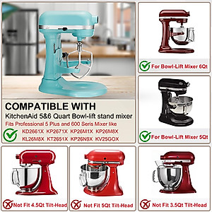 Flat Beater for KitchenAid 5-6 Quart Bowl-Lift Stand Mixer, Stainless Steel Paddle Attachments Fits for Kitchenaid Professional 5 Plus and 600 Seris Mixer, Mixing Accessories, Dishwasher Safe