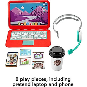Fisher-Price My Home Office, pretend work station 8-piece play set for preschool kids ages 3 years and up, Includes 1 Toy