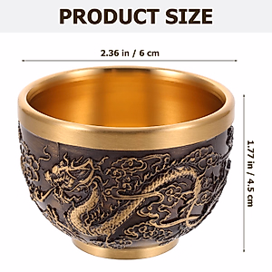 ARTIBETTER Kung Fu Teacups Chinese Copper Tea Cup Vintage Dragon Pattern Tea Tasting Cup Embossed Traditional Tea Mugs Japanese Sake Cup for Coffee Tea Espresso