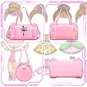 HICCUPfish Cute Toddler Ballet Dance Bag Princess Backpack Pink Shoulder Bag for little Girl (Long mesh)