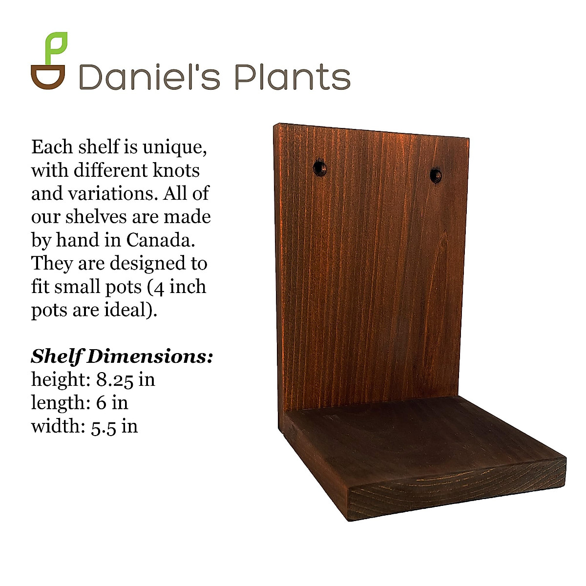Daniel's Plants Indoor Plant Wall Gallery Shelf Kit | Midcentury Modern Wooden Shelves | Wall Mounted Plant Shelf | L Shaped Floating Shelves | Solid Wood Wall Planter Shelf | 3 Pack (Woodland Brown)