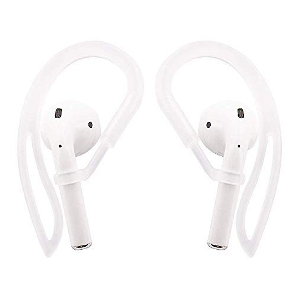 ALXCD Ear Hook Ear Tips Compatible with Airpod, 2 Pairs Over-Ear Soft TPU Ear Hook & 2 Pairs in-Ear Silicone Ear Tips in 1 Set [Anti Slip][Anti Lost], Fit for Airpod Headphone 1+1+2S, White