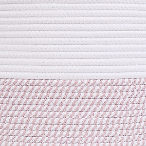 Volhouim XXXLarge Cotton Rope Basket for Organizing Baby Laundry Basket for Blankets Living Room Blanket Basket Cotton Rope Basket with Handle Collapsible Woven Basket Baby Toy Bin， 22"x14" ,Pink