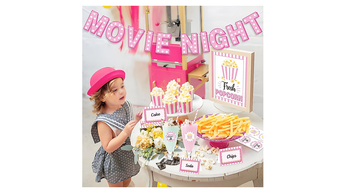 K KUMEED Pink Movie Night Party Decorations Set - Fun & Easy to Use