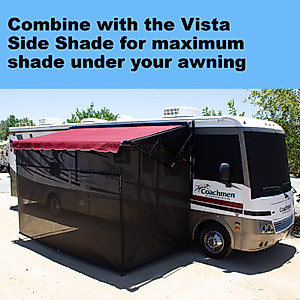 ShadePro - Vista Shade - RV Awning Shade Screen - Zipper Sun Screen Installs in Seconds - Solar Mesh Blocks 87% of Sunlight - The Original Camper Sunscreen Shade for Awnings - 17' x 8' - Black