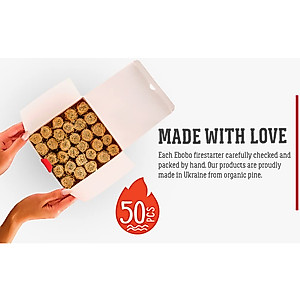 Fire Starters for Fireplace, Wood Stove, Campfires, Grill, Fire Pit, Smoker, BBQ - Odorless Charcoal Starter Sticks, Natural Firestarters Sticks for Indoor and Outdoor - 50 pcs