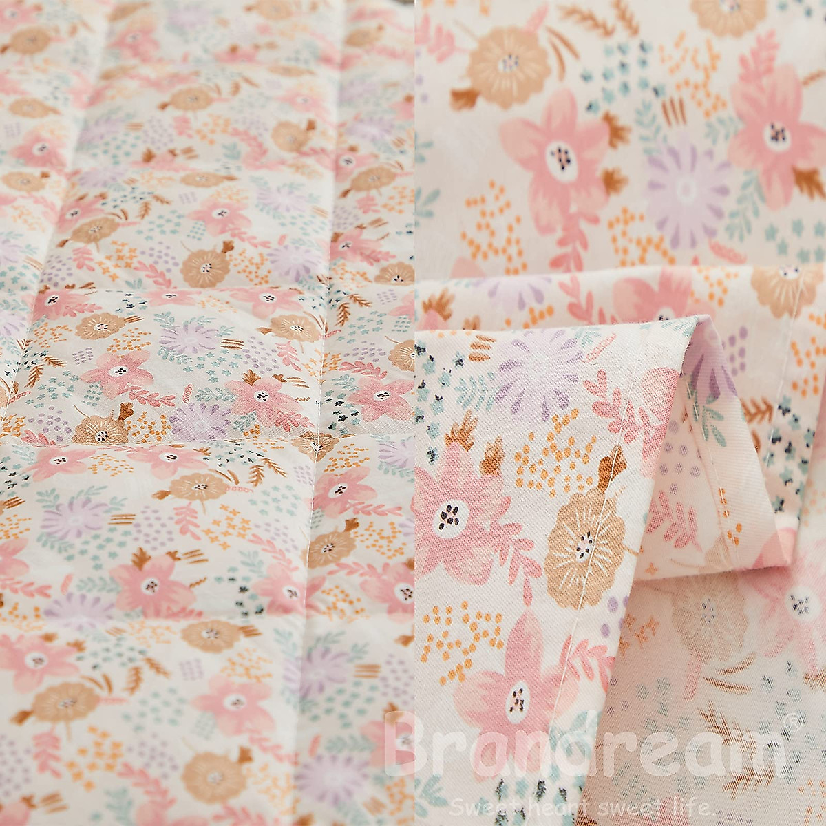 Brandream Vintage Toddler Bedding Set for Girls Pink Floral Comforter Quilt Bedding Bed in A Bag Farmhouse Sheet Set with Pillowcase Adorable Pokla Dot, 4 Piece