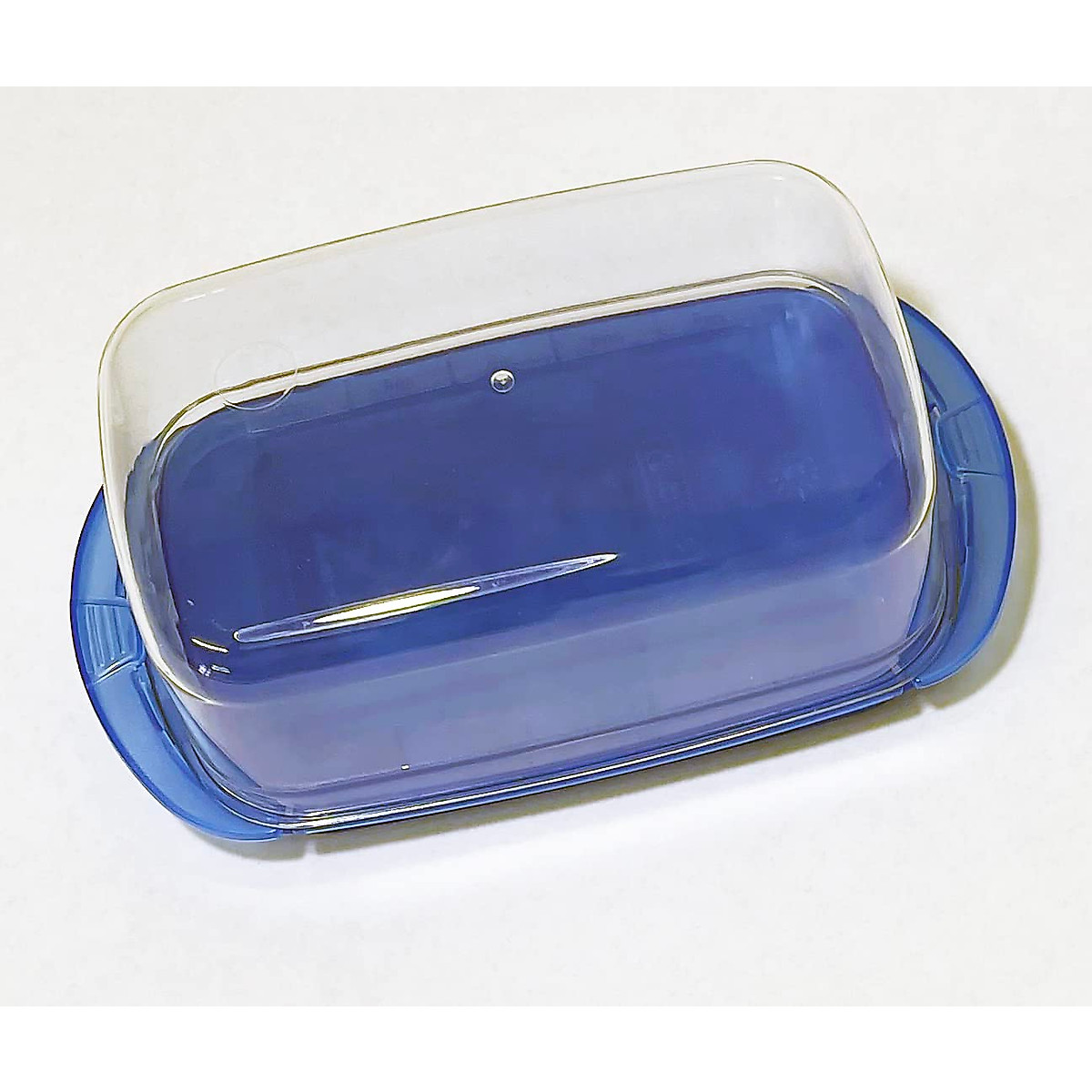 Sana Enterprises Butter Dish (Blue) with Lid (Clear) Lightweight Butter Keeper with Cooling Pack for Keeping Butter, Margarine, Spreads, Or Cheeses Cool and Fresh, Ideal for inside & outside Dining