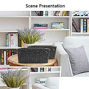 2 Pcs Plastic Storage Baskets,Pantry Organization and Storage Bins,Household Organizers Open Storage Bins for Kitchen,Bathroom,Shelves,Closet,Black