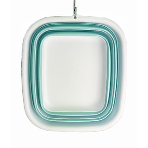 SAMMART 15L (3.9 gallons) Collapsible Plastic Washing Tub - Foldable Washtub - Portable Washing Basin - Space Saving Easy Storage (Lake Green+Grey (Set of 2))