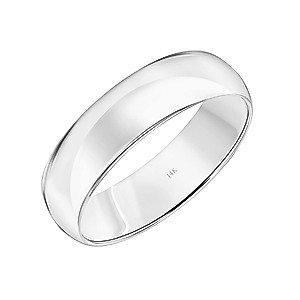 Brilliant Expressions 6MM Gold Mens Rings or Wedding Band for Women – Comfort Fit Solid Gold Ring in 14K White Gold Jewelry; Classic, Well-Polished Womens or Mens Wedding Band, Size 7