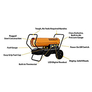 REMINGTON REM-140T-KFA-O Thermostat-controlled heating for up to 3500 square feet, 140,000 BTU, Orange/Black