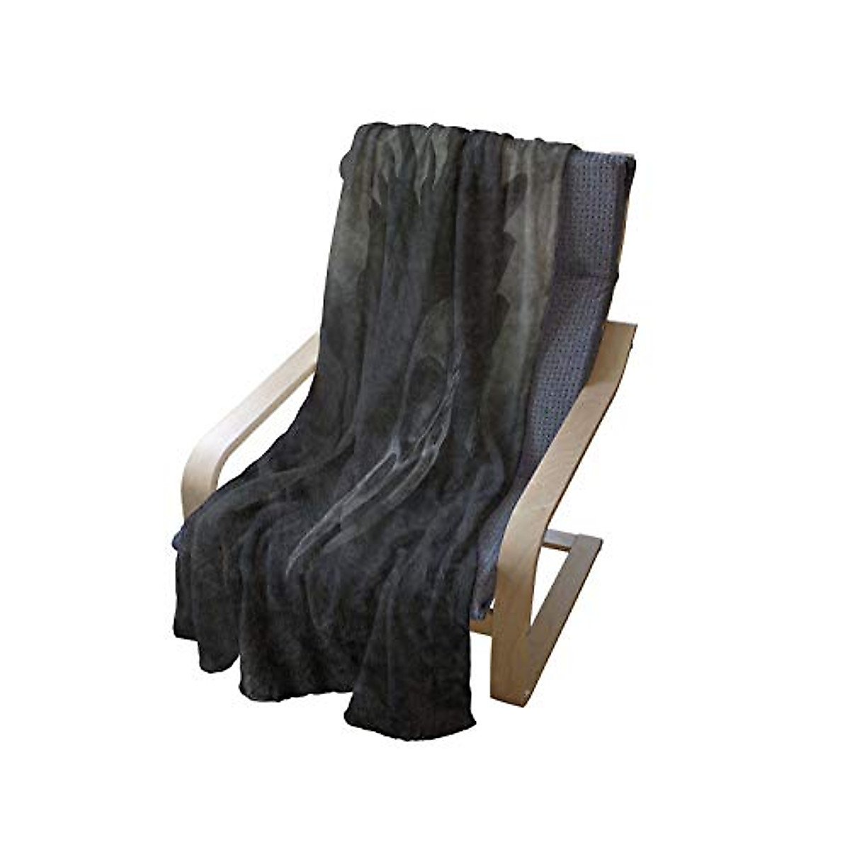 Lunarable Gothic Throw Blanket, Crow Wings Haunting ISM Dark Shadowy Occult Art Print, Flannel Fleece Accent Piece Soft Couch Cover for Adults, 70" x 90", Jade Green