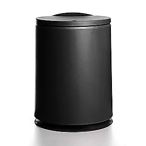 HANAMYA 10 Liter / 2.6 Gallon Cylindrical Trash Can with Press Top Lid, Round Garbage Bin, for Home, Office, Bathroom, Black