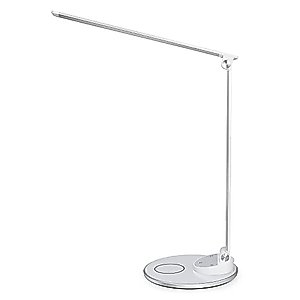 WorkPro™ LED USB Desk Lamp with Wireless Charger, 16-1/2"H, White/Silver