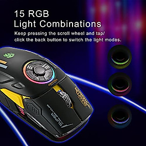RGB LED Lighting, EDC Stress-Release, Bluetooth 2.4G Wireless UFO Gaming Mouse, 5 Buttons, 4 DPI Optical, Rechargeable, with USB Receiver, for Laptop, PC Computer, MacBook (Black)