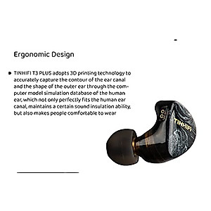Keephifi Tinhifi T3 Plus Earphone, 10MM LCP Dynamic Driver in Ear Monitor for Clear Sound, with Detachable Cable Headset, HiFi Bass Noise-Isolating Earbud for Music,Game,Sport