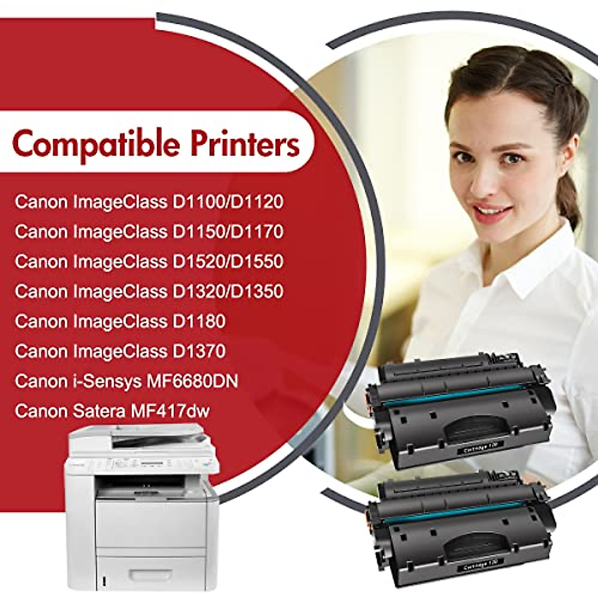 120 Toner Cartridge 2-Pack Compatible Replacement for Canon 120 Toner Cartridge CRG-120 CRG120 for Canon imageCLASS D1120 D1550 D1150 D1320 D1350 D1520 D1100 D1370 D1180 D1170 MF6680DN MF417dw Black