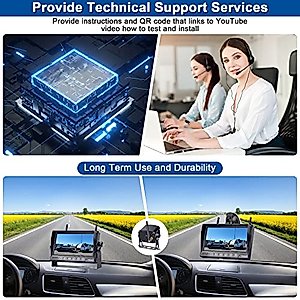 Rohent RV Backup Camera Wireless HD1080P 2 Cameras with 7 Inch Touch Key DVR Monitor Stable Digital Signals Rear View Camera System IP69K Waterproof Pigtail Wire Adapter for Furrion Pre-Wired RVs R8