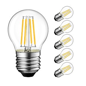 LVWIT G14 LED Filament Globe Bulb 4.5W(60W Equivalent), Dimmable 2700K Warm White E26 Screw Base, Decorative Edison Light Bulb, UL-Listed(6-Pack)
