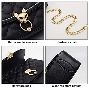 FOXER Small Crossbody Bags for Women, Split Cowhide Trendy Design Ladies Mini Cell Phone Purses with Metal Chain Strap Women's Quilted Shoulder Bags Girls Fashion Cross Body Purses (Black)