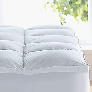 Home Sweet Home 300 Thread Count 100% Egyptian Cotton Hypoallergenic Down Alternative 2" Inch Mattress Topper with All-Around Fitted Bed Skirt - 1000 Grams Filling (King Size)