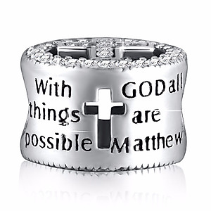 ANGEMIEL 925 Sterling Silver CZ Charms All Things Are Possible Fit European Snake Bracelets