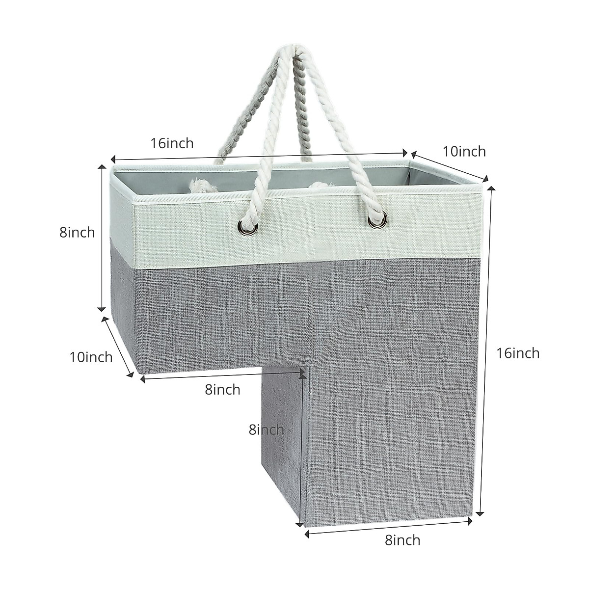 LifeBeWise Stair Basket for Wooden & Carpeted Stairs - 16" x 16" x 10" Foldable Staircase Baskets with Handles, Stair Step Storage Organizer