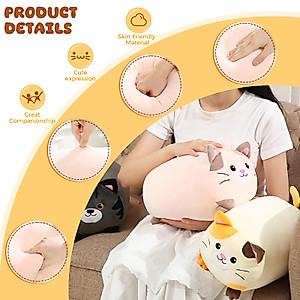 GlikCeil 3 Pcs Kitten Plush Toys Set 14 Inch Cute Cat Stuffed Animals Bulk Soft Cuddly Kitten Plush Pillow Round Kitty Body Pillow Kawaii Hugging Pillows Creative Decoration for Kids Girls Boys