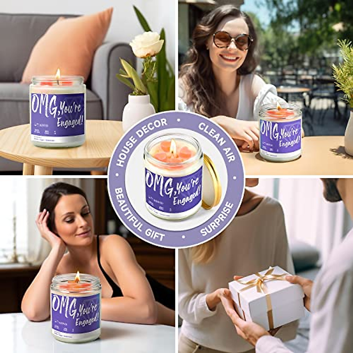 Engagement Gifts for Couples - Engagement Candle, Engaged Candle Gift, Cute Vanilla Scented Candle 9oz, Engagement Gifts for Her, Engagement Congratulations